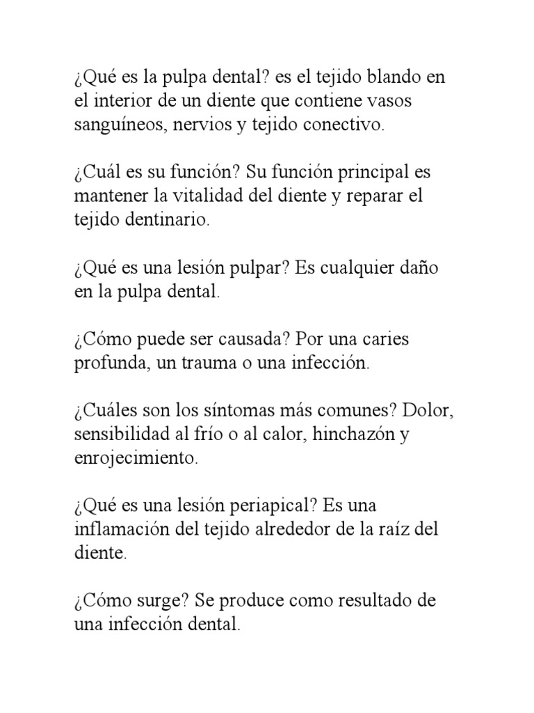 Funciones y Tratamientos de la Pulpa Dental | PDF | Ct Scan ...