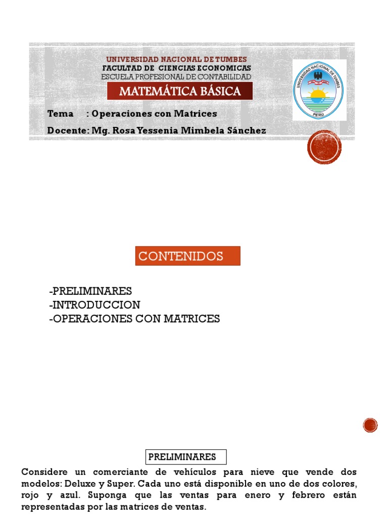 Operaciones Con Matrices | PDF | Matriz (Matemáticas) | Análisis matemático