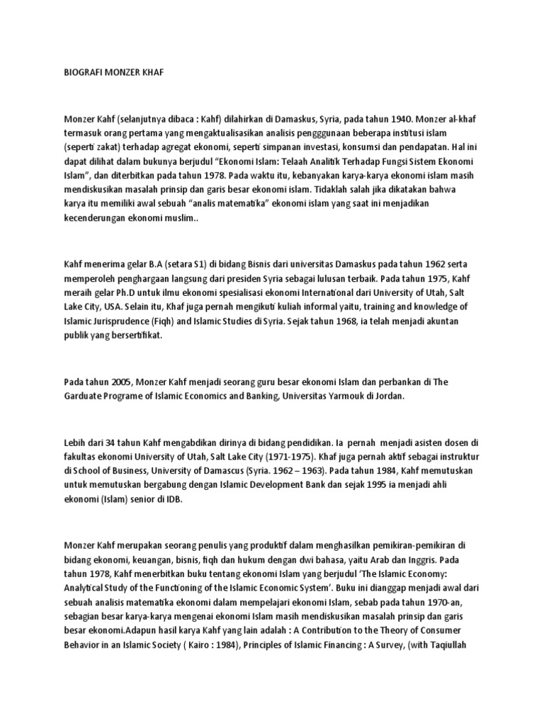 Biografi Monzer | PDF | Pengelolaan Keuangan & Uang