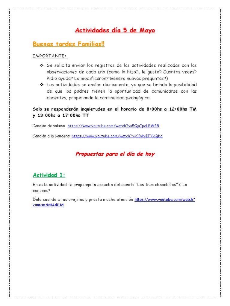 Actividades para el 5 de mayo | PDF