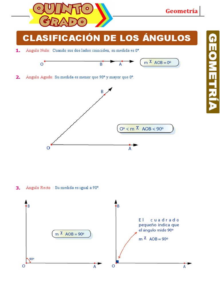 Los Angulos - Geometria - 5to Primaria | PDF
