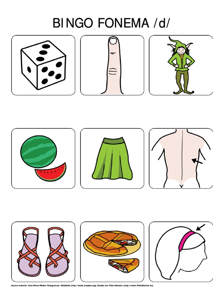Bingo Cartones Fonema D | PDF
