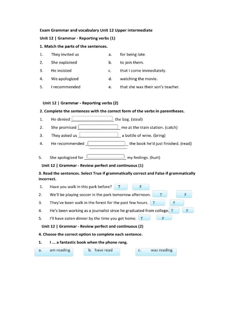 First Test Unit 12 | PDF