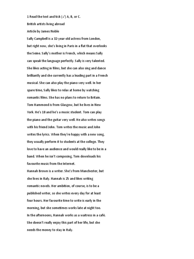 Reading Unit 4 Exam | PDF