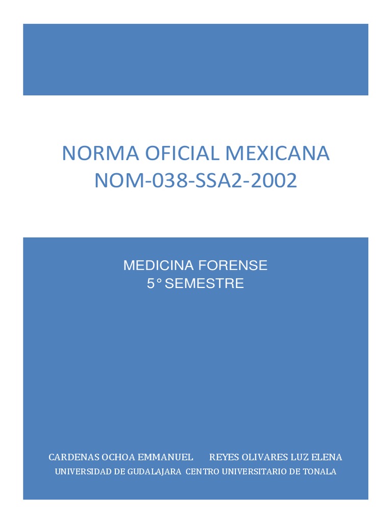 Norma Oficial Mexicana NOM-038-SSA2-2002 | PDF