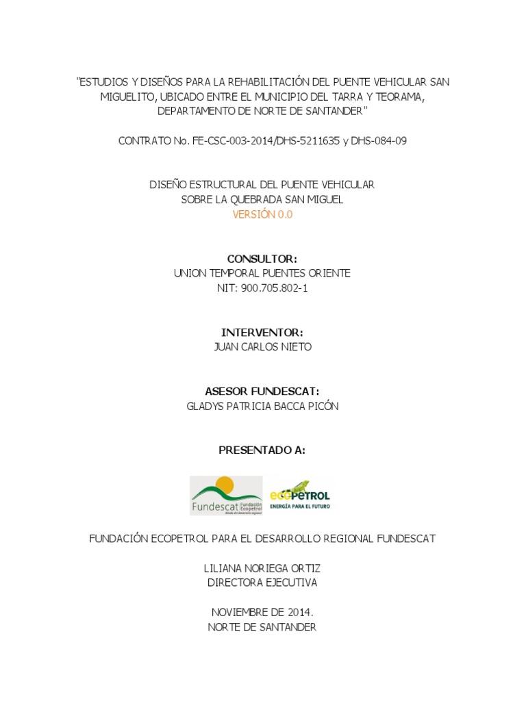 Informe Estructural Puente San Miguelito | PDF | Puente | Fundación ...