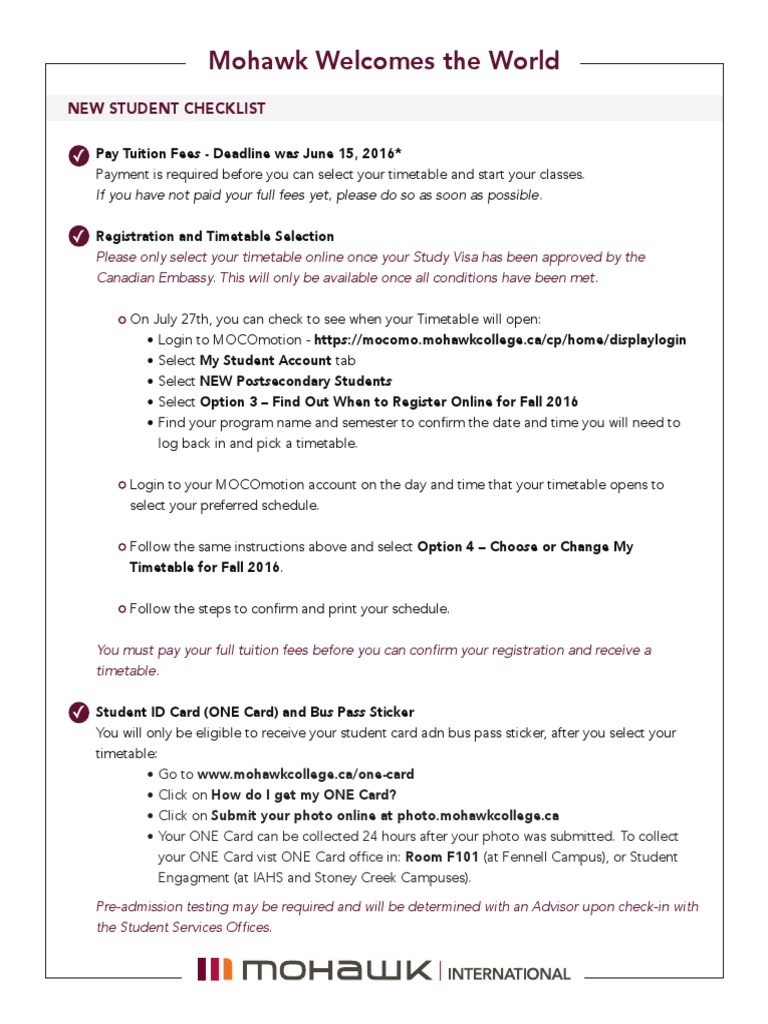 New Student Checklist | PDF