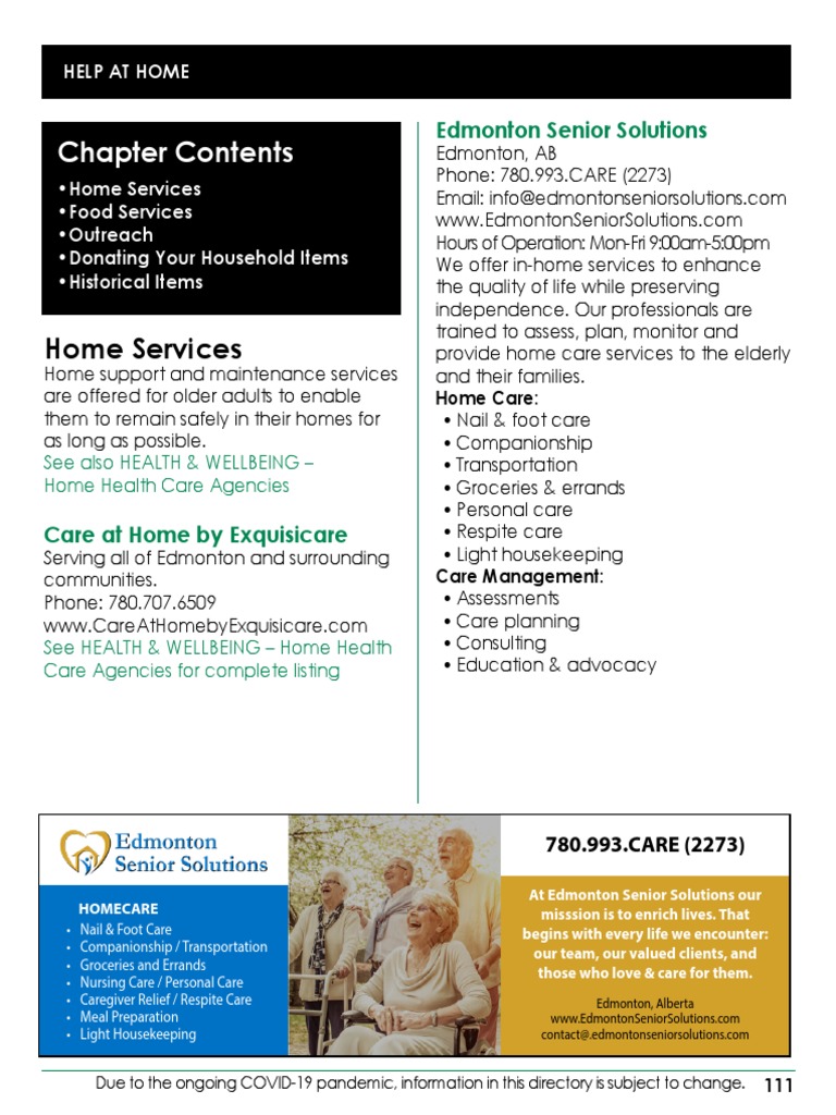 Alberta Health Services Help at Home | PDF