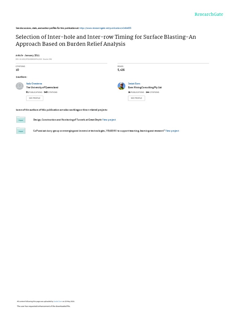 Selection of Inter-Hole and Inter-Row Timing For Surface Blasting-An ...