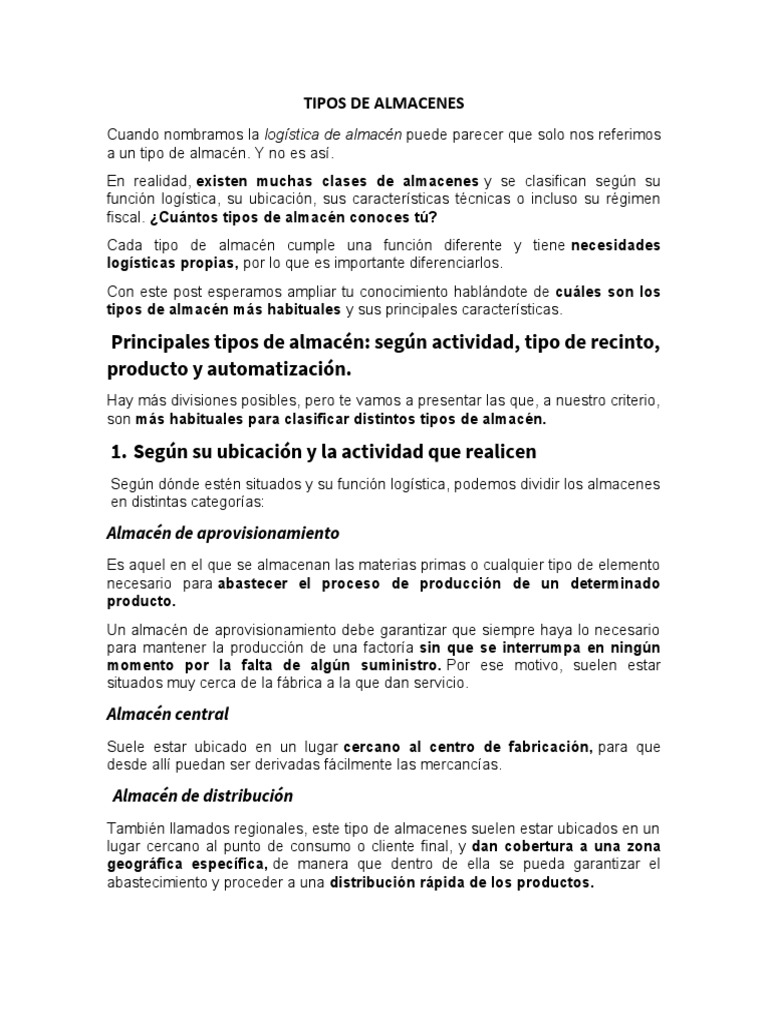 Tipos De Almac Mat Pdf