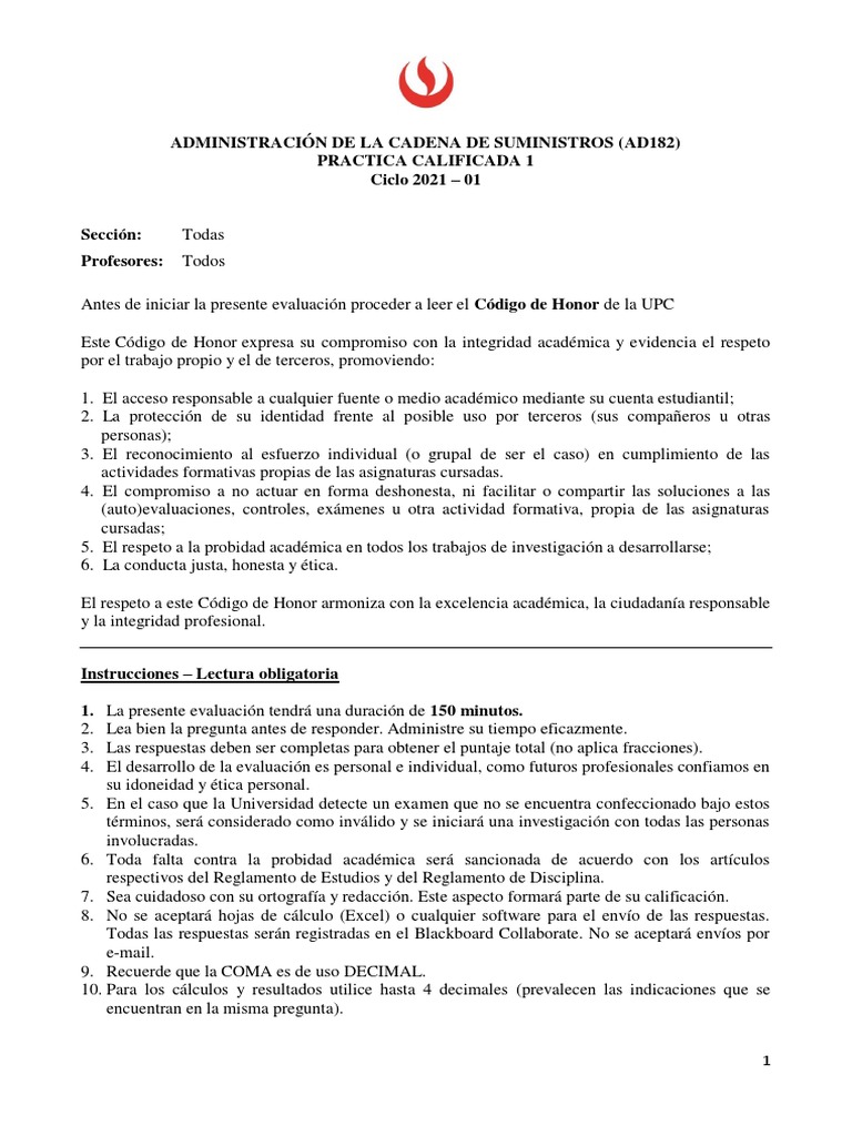 2021-1 PC1 Caso Regepsa | PDF