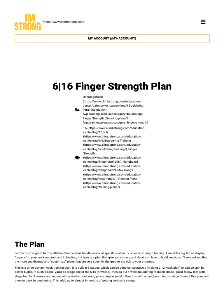 6 - 16 Finger Strength Plan | PDF | Strength Training