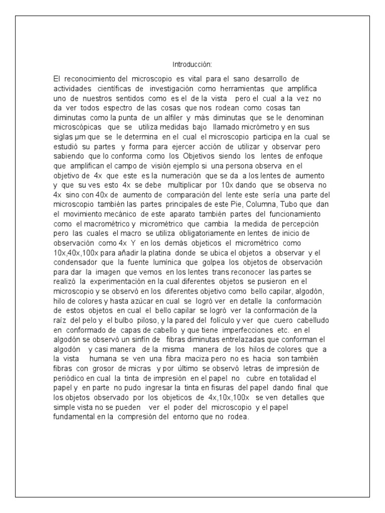 Partes y Función del Microscopio | PDF | Pelo | Microscopio