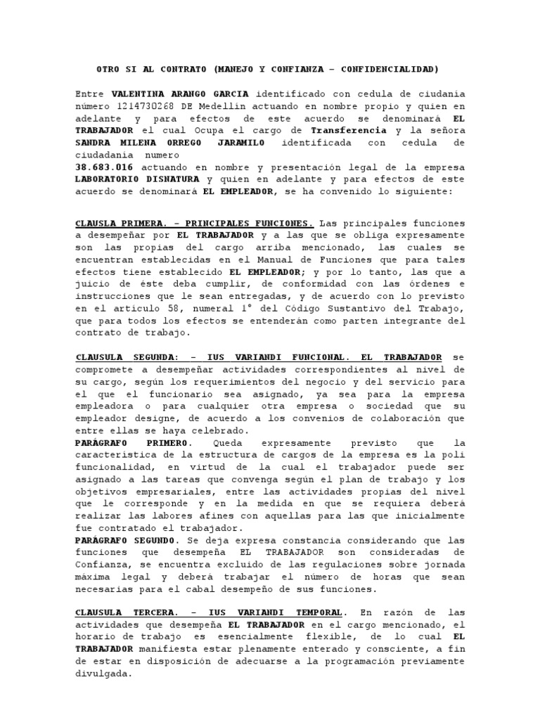 Otrosi Contrato de Manejo y Confianza Modelo | PDF | Patentar
