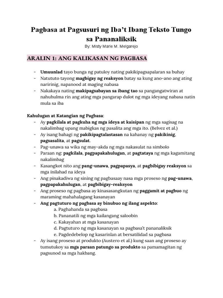 Pagbasa at Pagsusuri NG Iba't Ibang Teksto Tungo Sa Pananaliksik ...