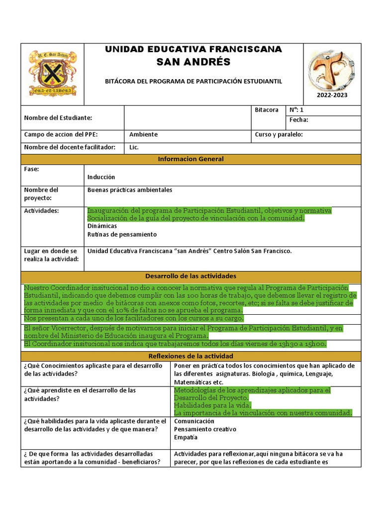 Formato Bitacora PPE 2022-2023 | PDF | Maestros | Modificación de comportamiento
