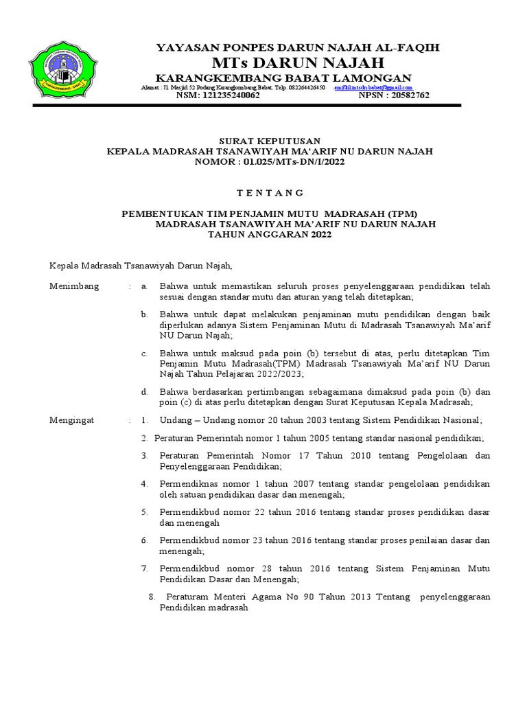 Draft SK TPM NEW | PDF | Karier & Perkembangan