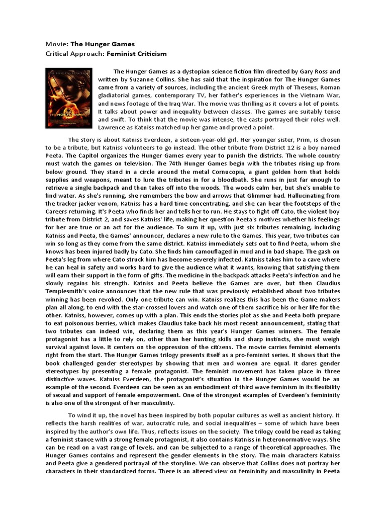 Movie: The Hunger Games Critical Approach: Feminist Criticism | PDF