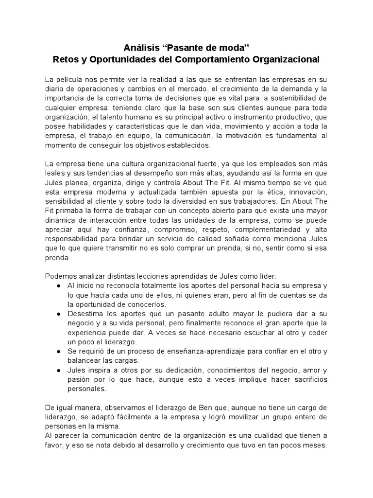 Análisis "Pasante de Moda" | PDF