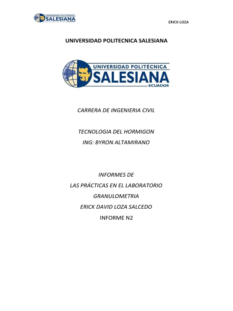 Informe Erick 2 | PDF | Hormigón | Ciencias fisicas
