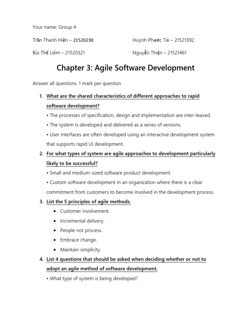 Group4 Chapter 3 4 5 Answer | PDF | Agile Software Development | Use Case