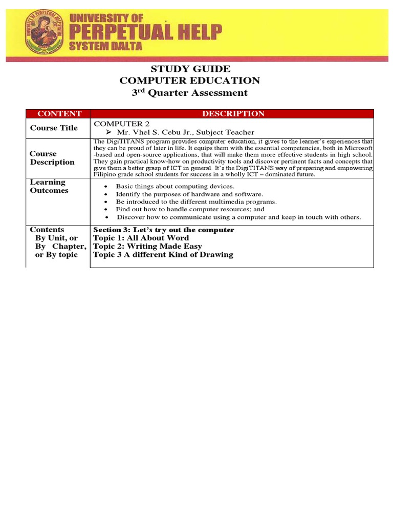 3rd Quarter Study Guide Com2 | PDF | Graphical User Interfaces | Microsoft Word