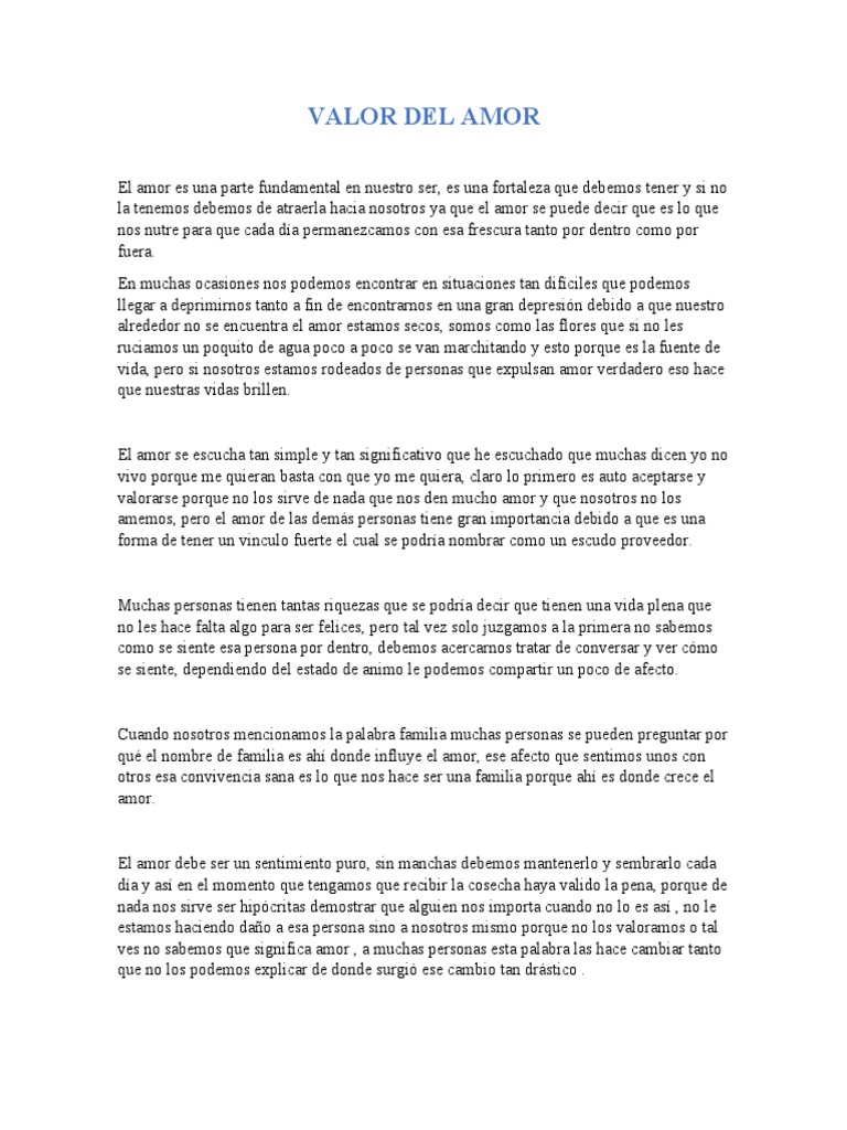 Valor Del Amor | PDF