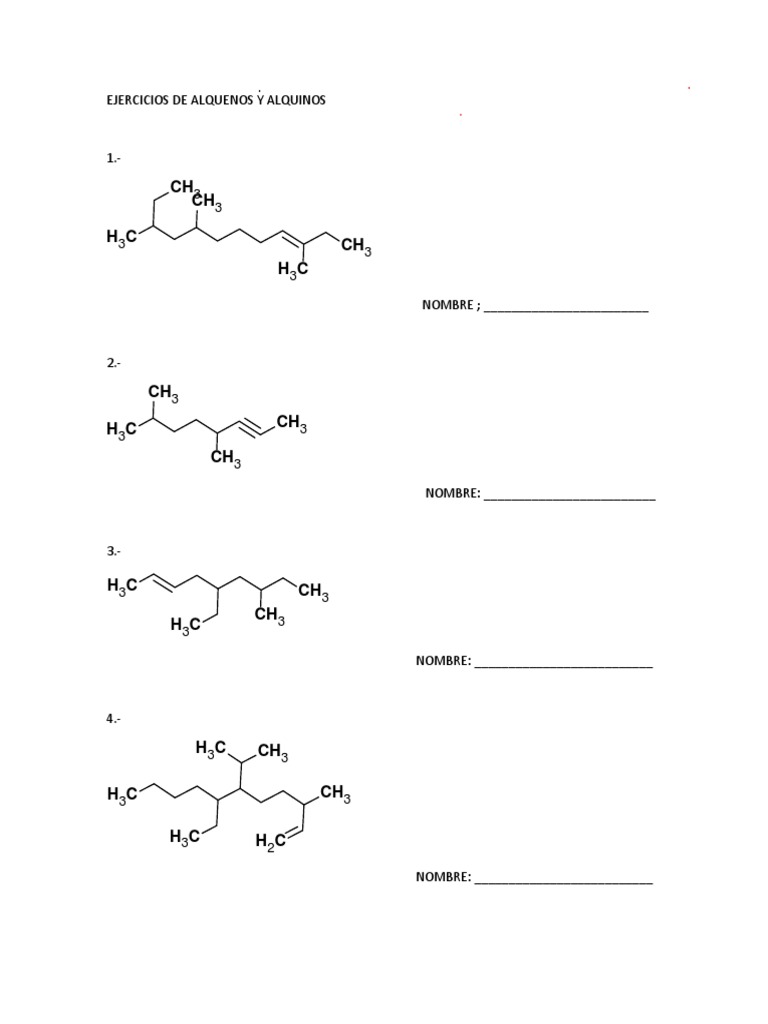 Ejercicios de Alquenos y Alquinos | PDF