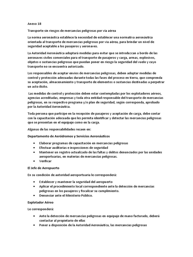 Anexo 18 | PDF | Aeropuerto