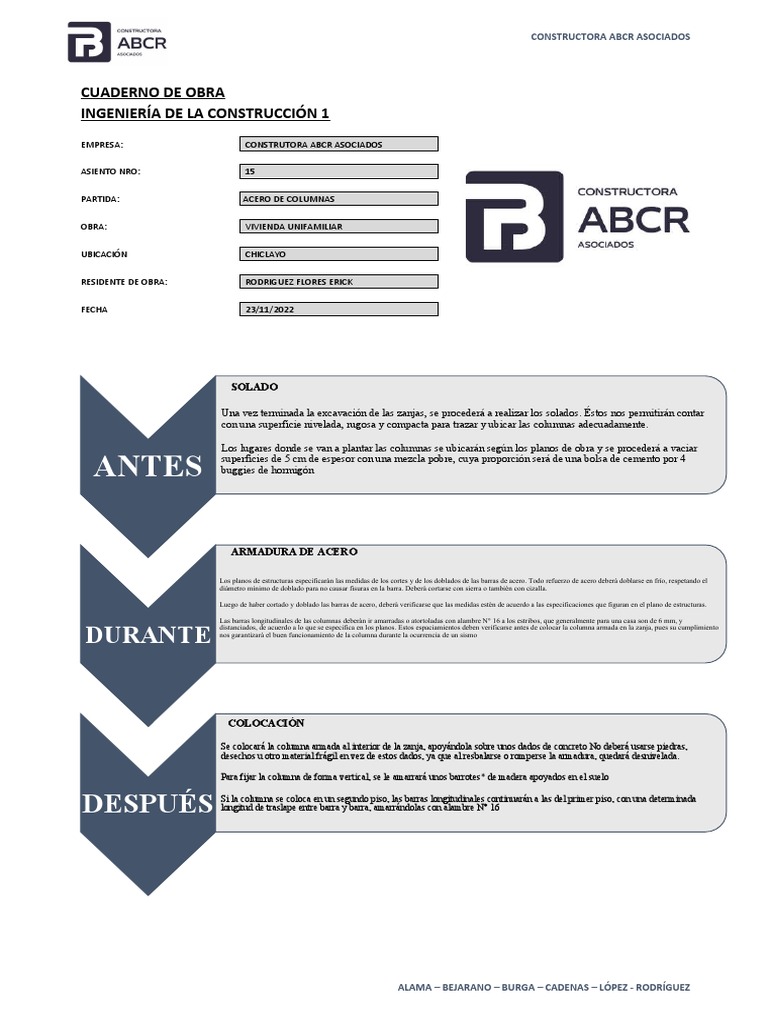G08 - S11. Actividad 2.acero de Columnas - Proceso Constructivo | PDF ...