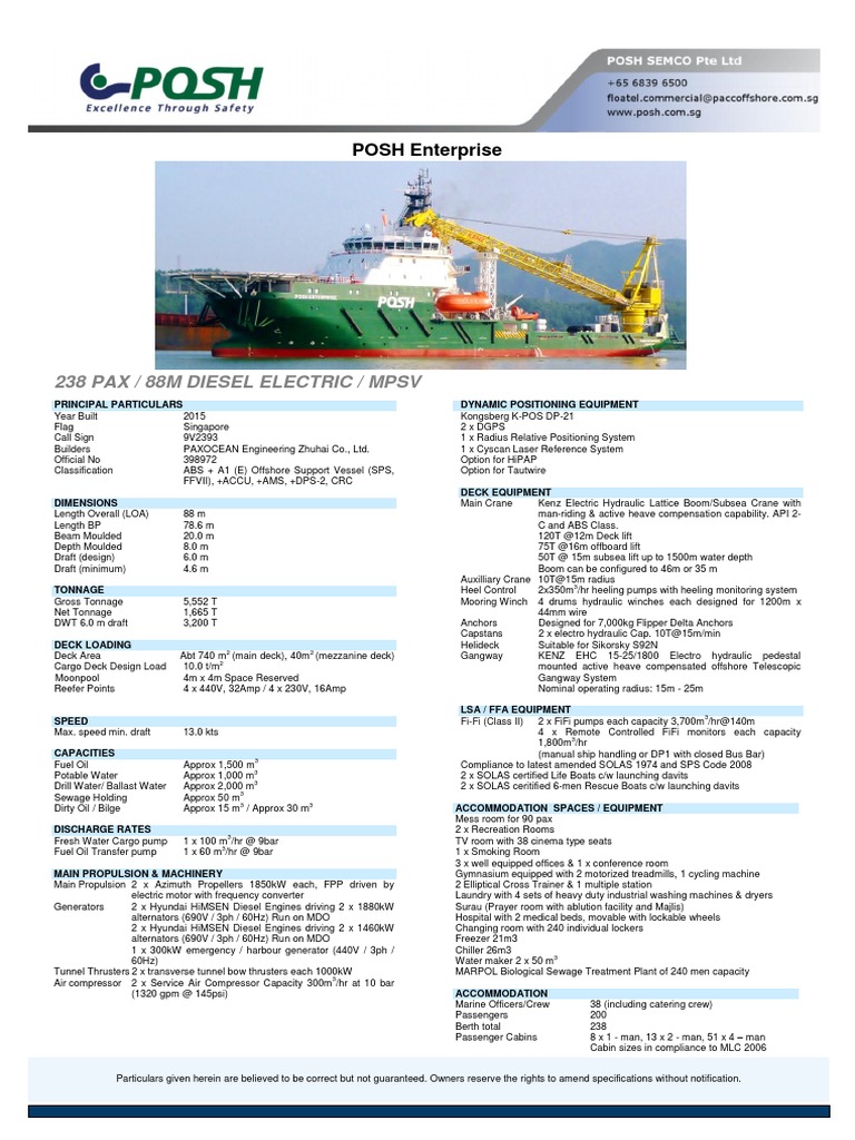 Posh Enterprise Specs | PDF | Crane (Machine) | Machines