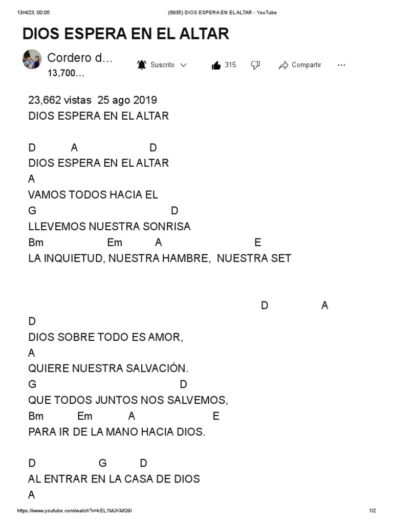 (6935) DIOS ESPERA EN EL ALTAR - YouTube | PDF