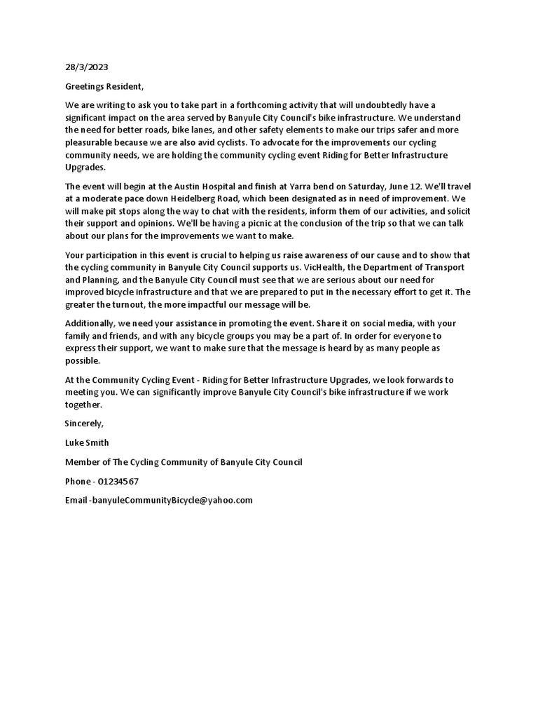 Letter To Residents | PDF | Social Science