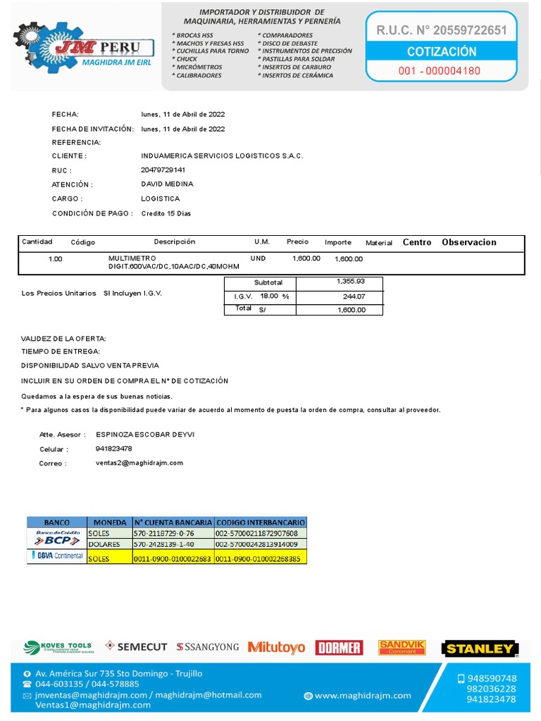 Cot 01 - 4180 Induamerica | PDF