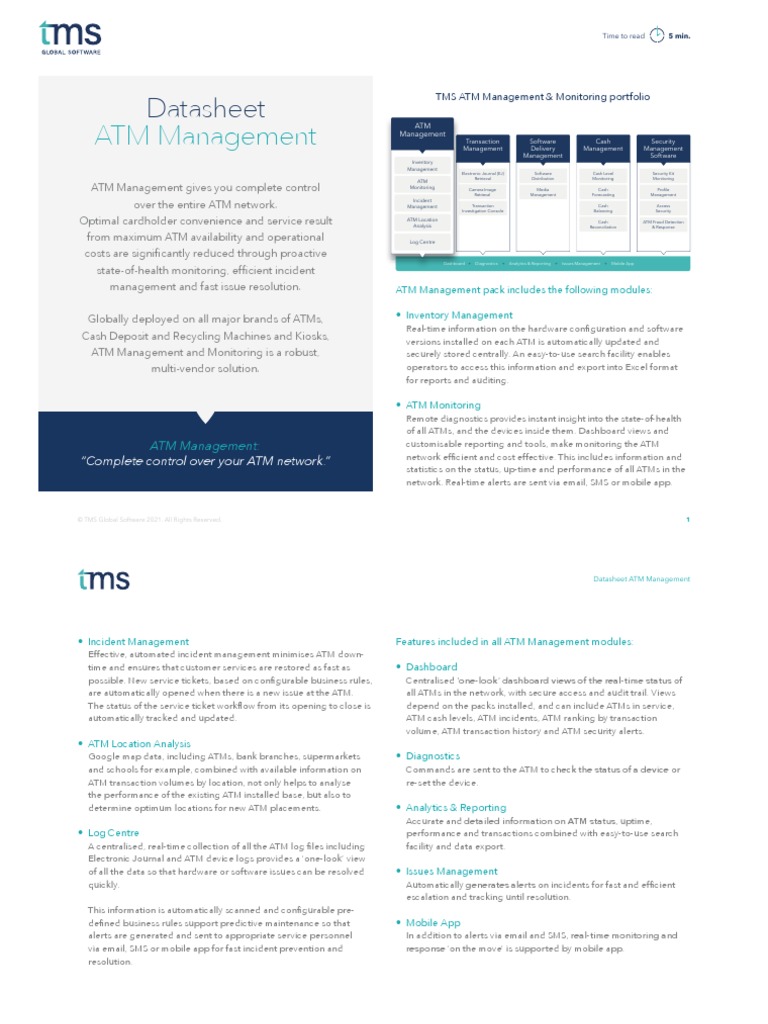 TMS Datasheet ATM Management | PDF