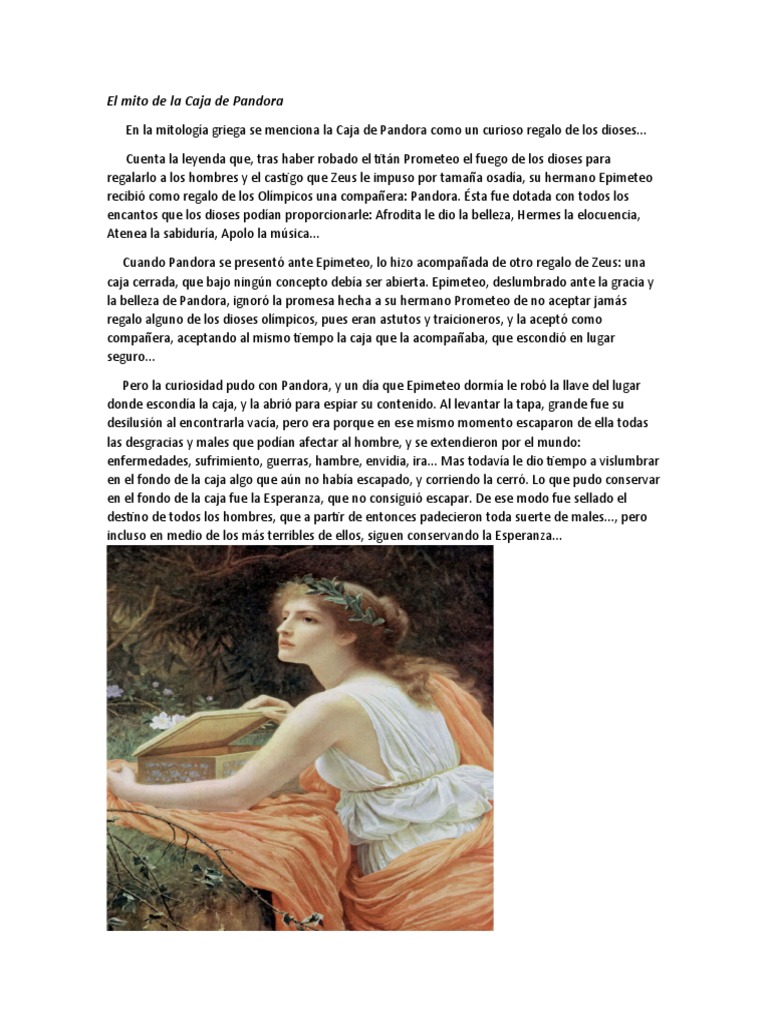El Mito de La Caja de Pandora | PDF | Prometeo
