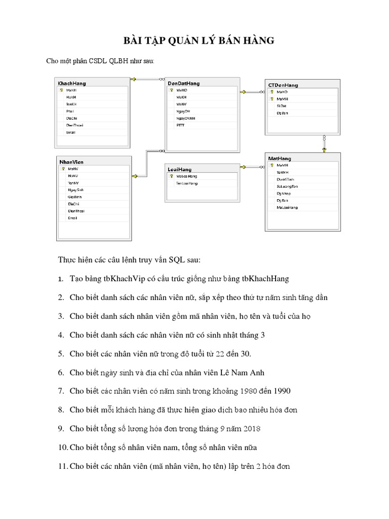 BT HQTCSDL QLBH - Select | PDF