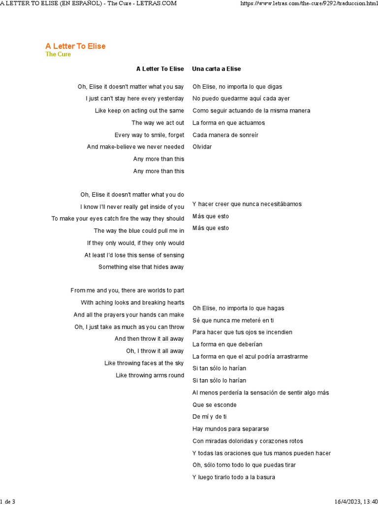 Letter To Elise | PDF