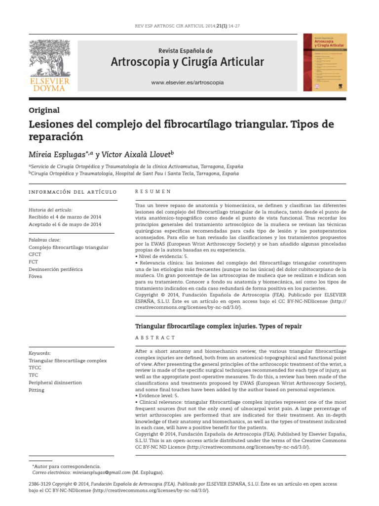 Articulo Complejo Fibrocartilago Triangular | PDF | Sistema ...