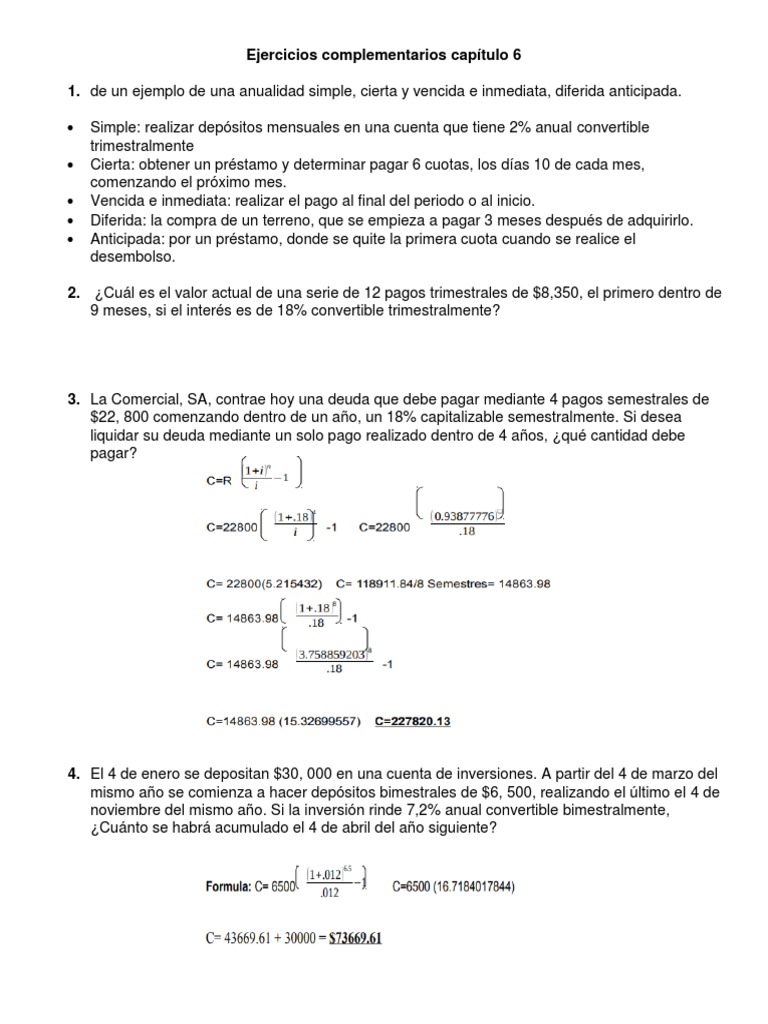 Ejercicios complementarios capítulo 6 | PDF | Bancos | Dinero
