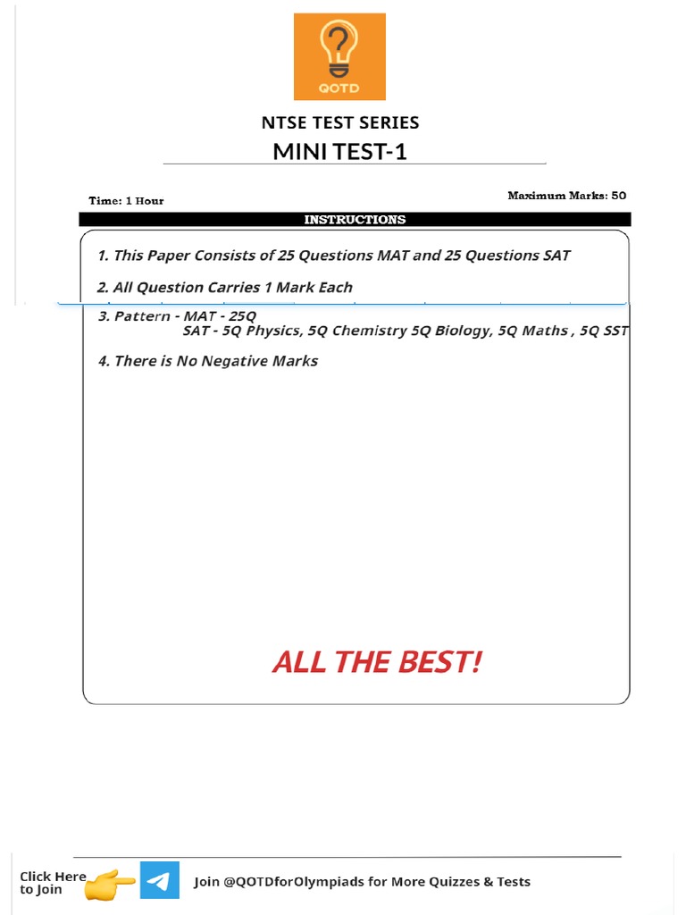 Instructions for a Mathematics Test | PDF