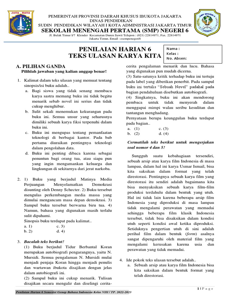 Penilaian Teks Ulasan Karya Fiksi | PDF | Fiksi Umum