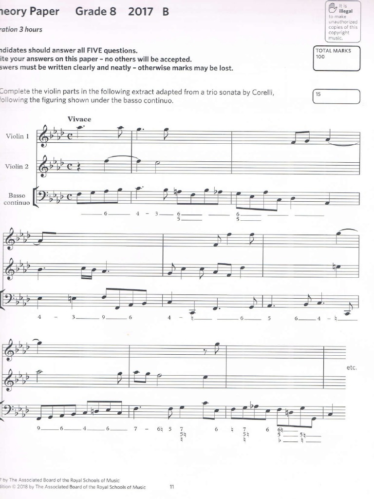 ABRSM Grade 8 Theory 2017B | PDF