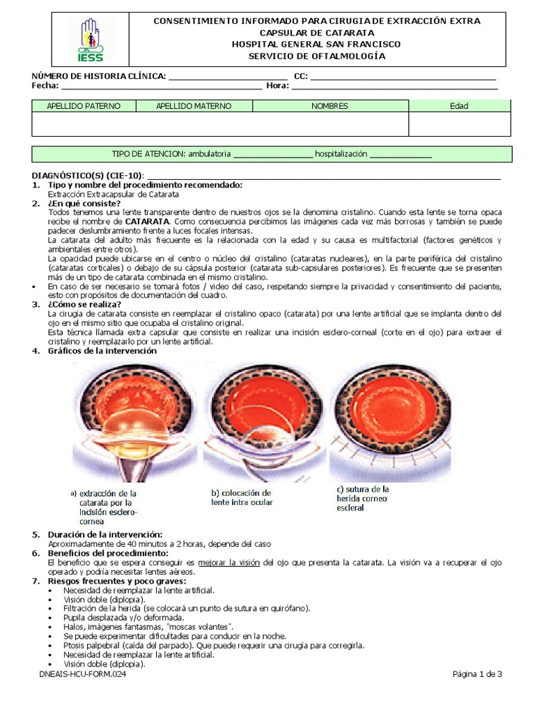 Consentimiento Informado Cirugia para Cirugia de Extraccion Extra ...