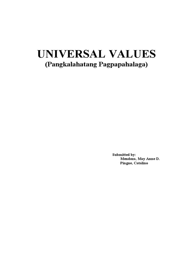 Universal Values in Filipino Culture | PDF | Wellness | Science ...