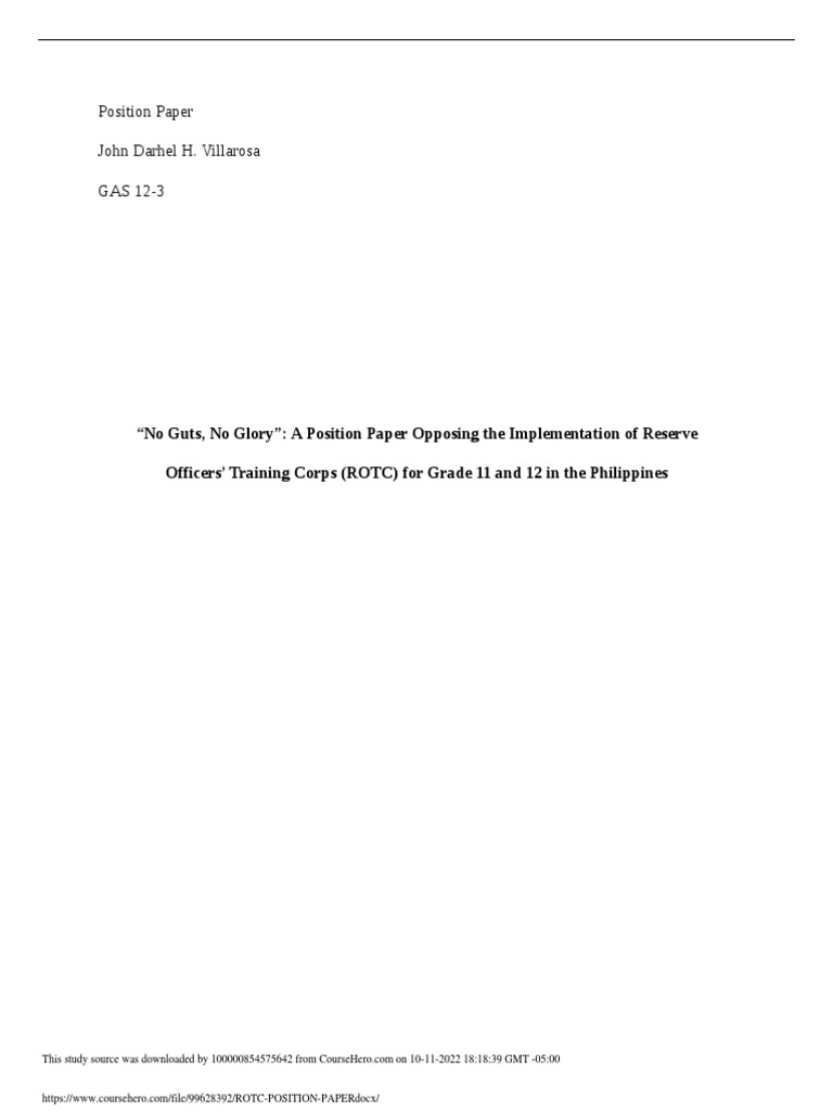 Rotc Position Paper | PDF