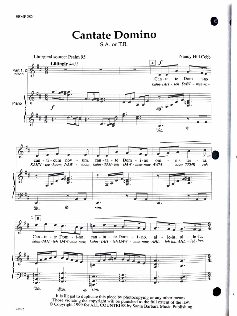 Cantate Domino by Nancy Hill Cobb | PDF