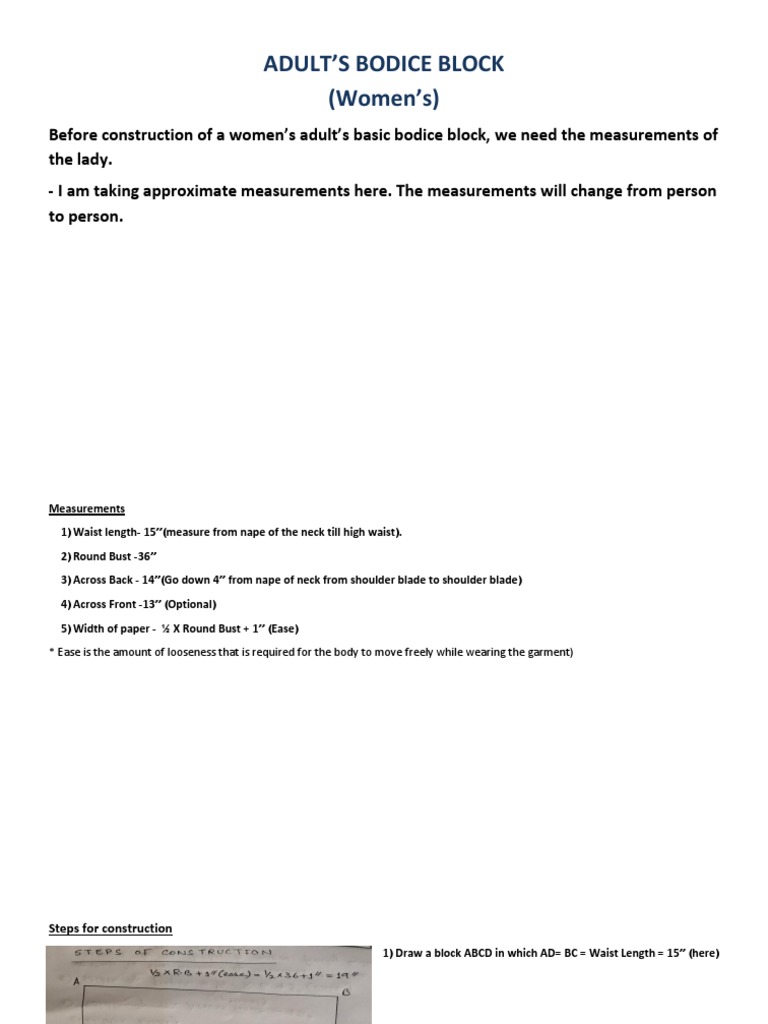 Adult Bodice Block-1 | PDF | Seam (Sewing) | Clothing