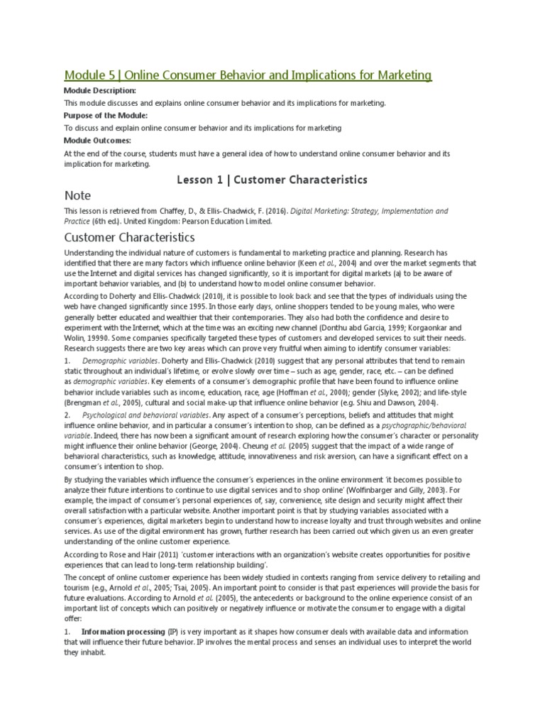 Module 5 Online Consumer Behavior and Implications For Marketing | PDF | Marketing | Digital ...
