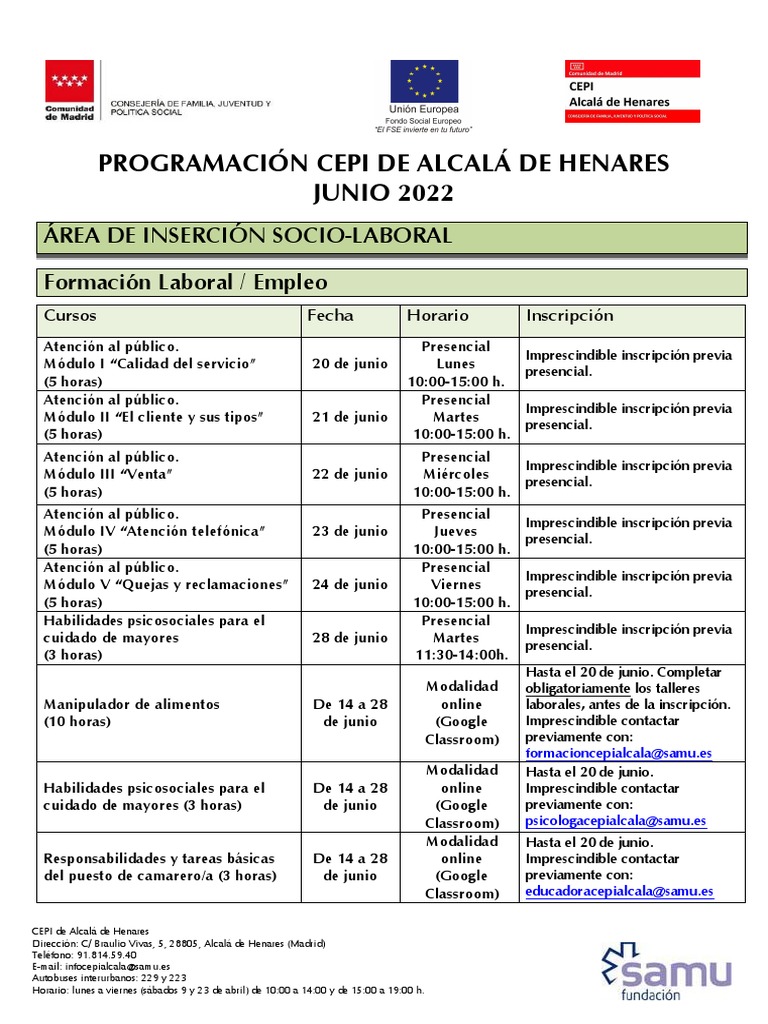 Programación Cepi Alcalá Junio 2022 | PDF